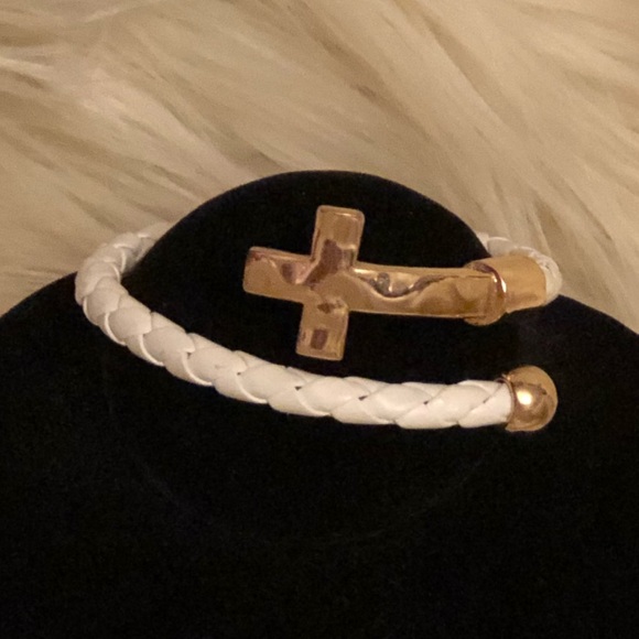 Jewelry | Hammered Cross Braided Leather Bracelet | Poshmark